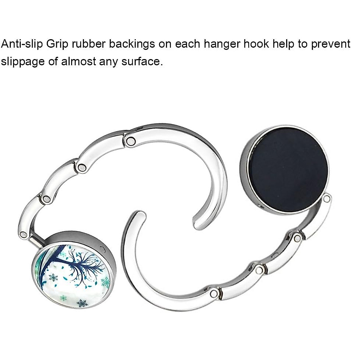 FOME Handbag Hanger, Set of 3 Foldable Purse Hook Purse Table Hook Holder Flower and Tree Pattern Bag Hanger Hook 3.54x1.77in Mixed Color