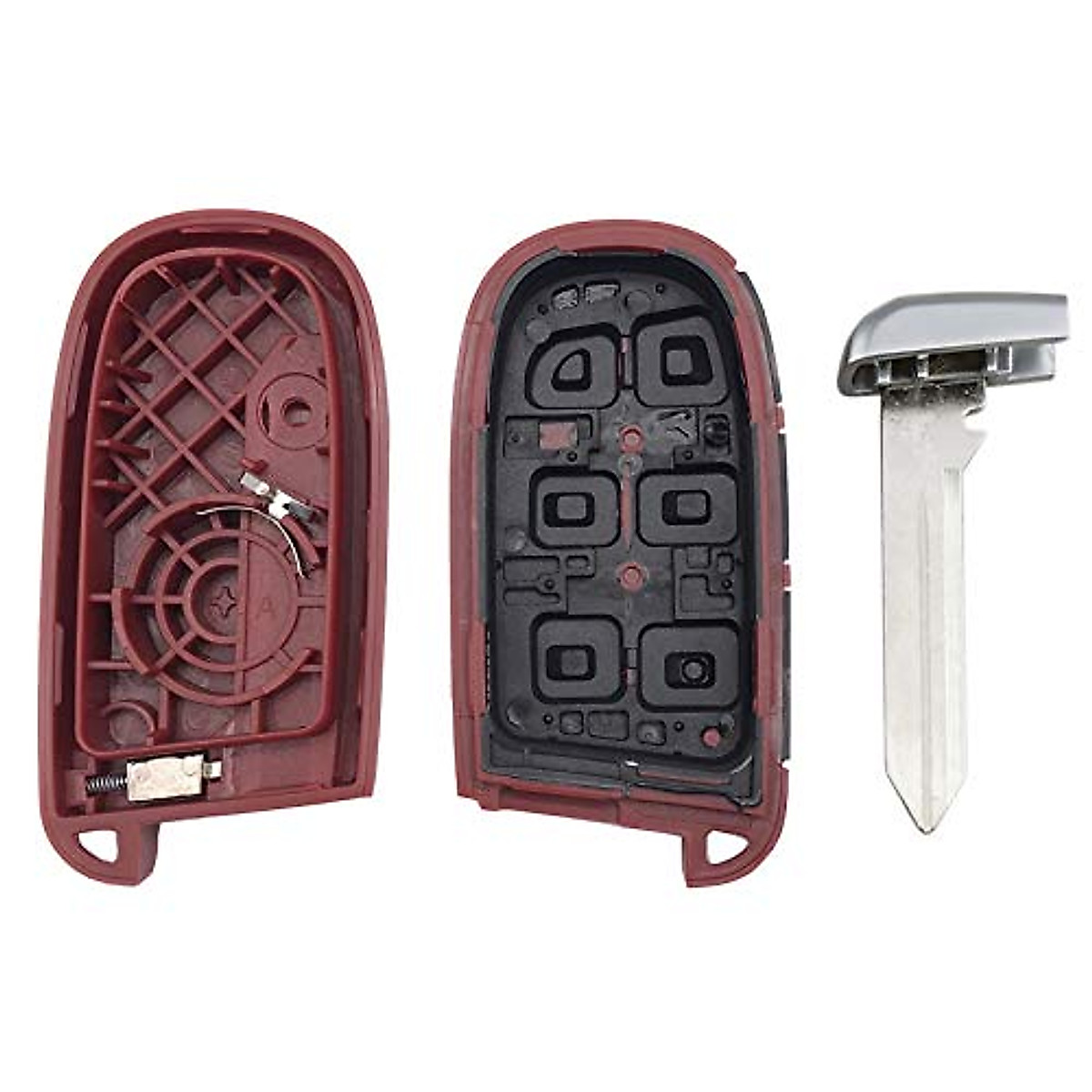 5 Buttons Remote Smart Key Fob Shell Case Fit for Jeep Grand Cherokee Dodge Challenger Charger Dart Durango Journey Chrysler 300 Keyless Entry Replacement Car Key Cover (Red)