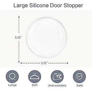 Large Door Knob Wall Protector 3.15“, 6pcs Clear Door Stopper Wall Protector with Strong Self Adhesive, Soft Silencer Door Bumpers for Home and Office