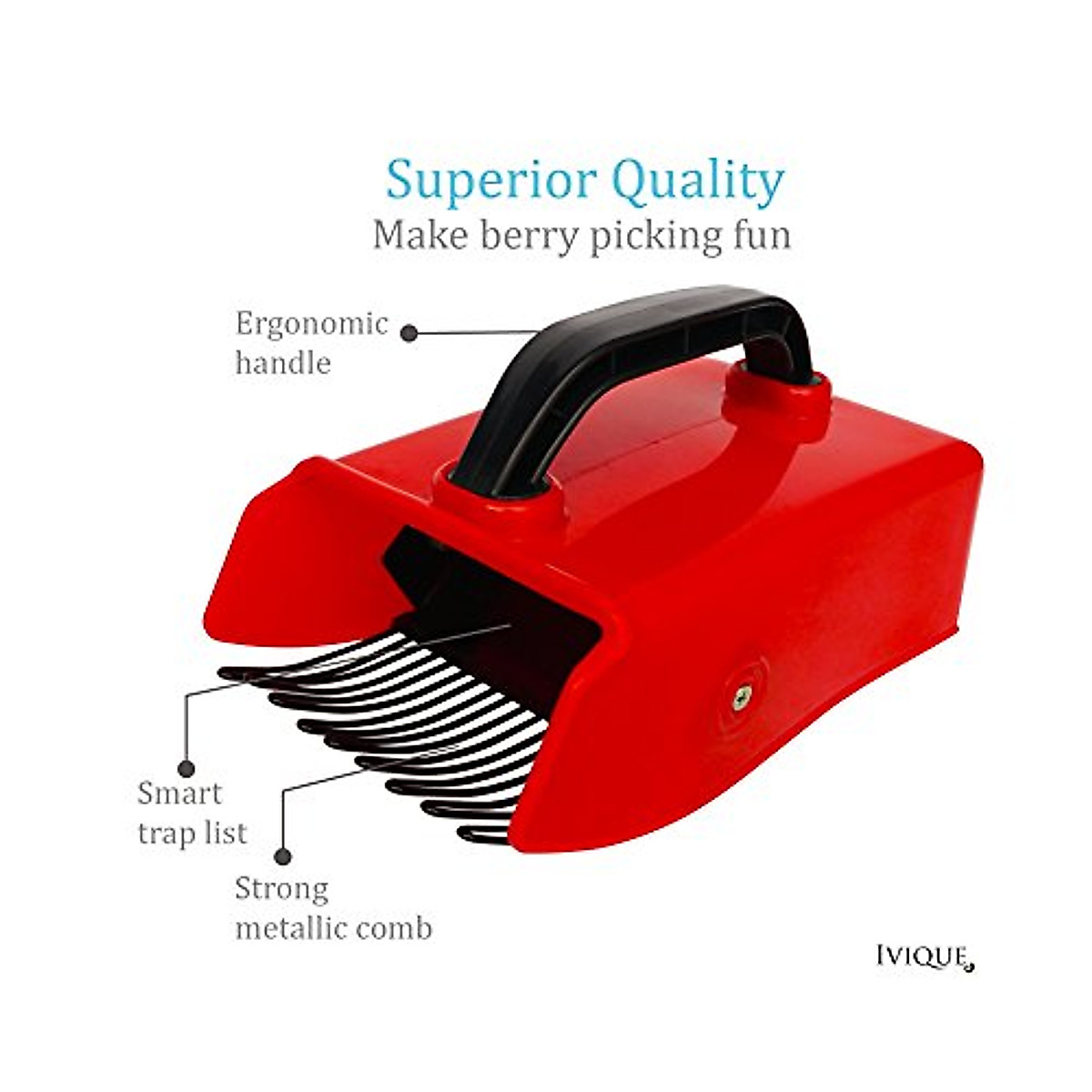 Berry Picker with Metallic Comb and Ergonomic Handle for Easier Berry Picking Swedish Design by Ivique
