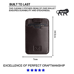 AL FASCINO pull tab wallet women's wallets Leather Credit Card Holder mens wallet Slim wallet Minimalist wallet men's minimalist wallet Rfid wallet Leather Wallets For Men minimalist wallet for men