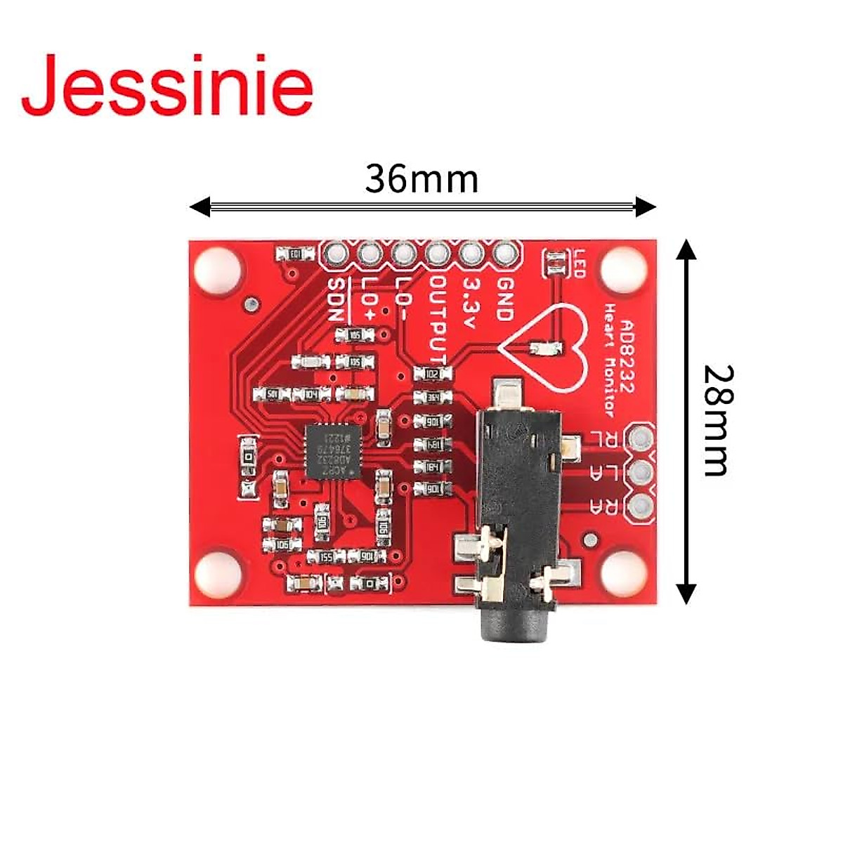 New 2024 Ad8232 Measurement Pulse Heart Rate Monitor Sensor Module Kit with 3 Electrodes Wires for