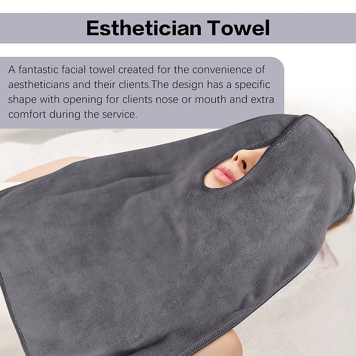 SINLAND Microfiber Esthetician Towels for Facials Mask Removing Face Wrap Soft Facial Cloth with Split Design Spa Towels for Facial Steam Massage and Cleansing