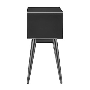 Elle Decor Stephanie Side Table, Mid-Century Modern Nightstand or Living Room Accent with Two Drawers for Storage, Monochrome Painted Wood, Black