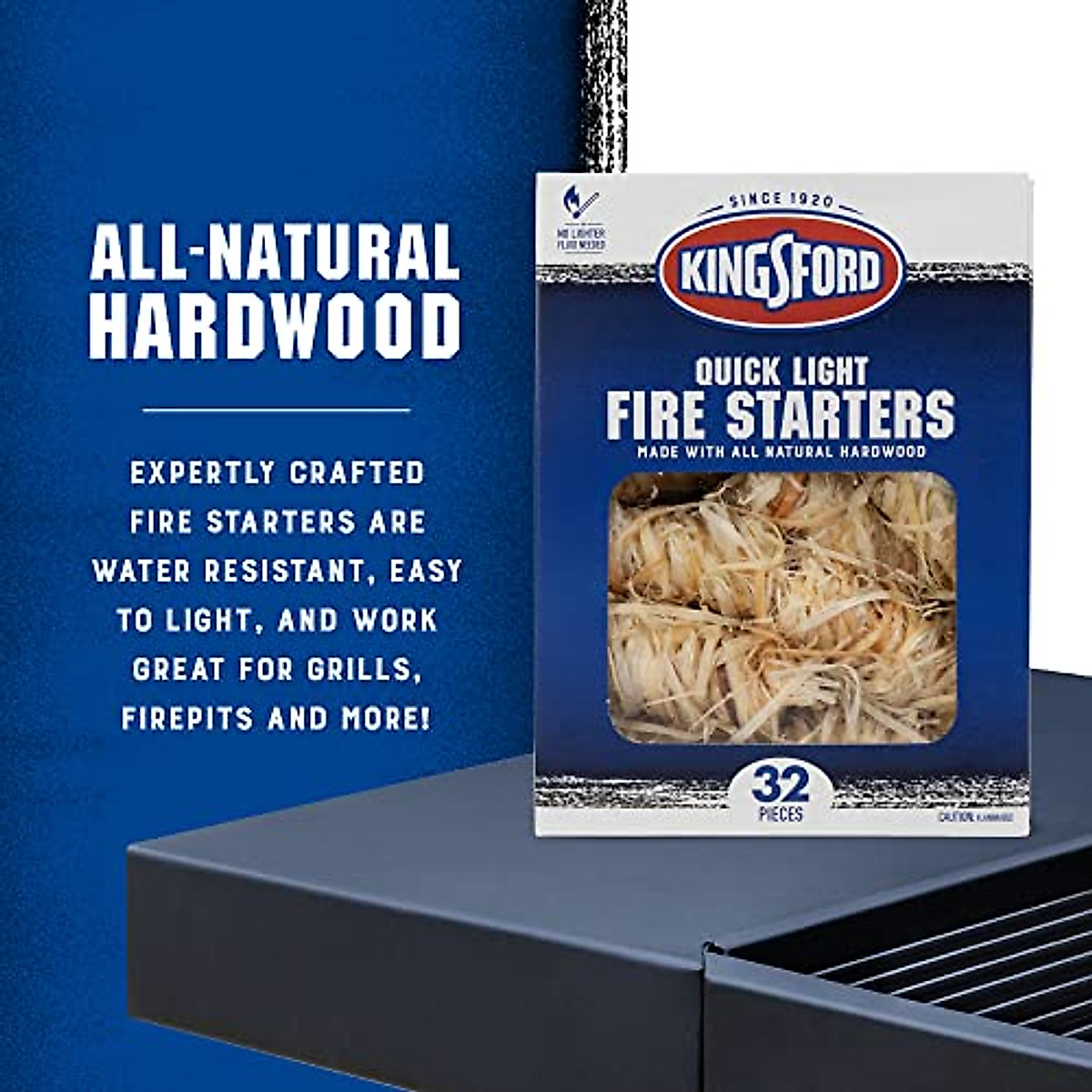 Kingsford Quick Light Fire Starters | Wooden Fire Starters Made with All Natural Hardwood for Grilling, Campfires, & Outdoor Fireplaces | 32 Count Fire Starter Rolls