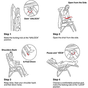 Piamomso Oversize Zero Gravity Chair with Cup Holder,Folding Recliner Lawn Zero Gravity Lounge Chair with Headrest, Grey & Black
