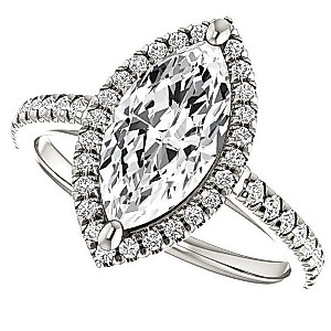 Mois 3 CT Marquise Cut Colorless Moissanite Engagement Ring Wedding/Bridal Ring Set, Diamond Ring, Anniversary Solitaire Halo Accented Promise Vintage Antique Gold Silver Ring Perfact for Gift (7)