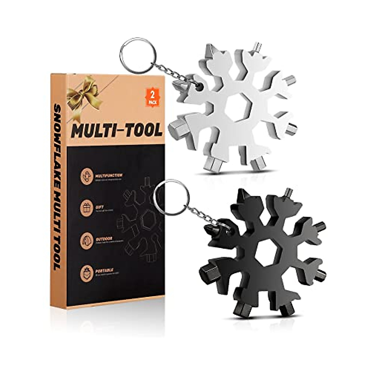 Stocking Stuffers Gifts for Men,18-in-1 Snowflake multi tools Christmas Gifts-Cool Gadgets for Men-Unique Mens Gifts Ideas for Him,Husband,Dad,Grandpa,Teens,Adults,Boys,Boyfriend（2 Packs）