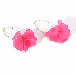 KELMALL Boho Flower Hoop Earrings for Women - Lightweight Bloom Petal Drop Dangle Earrings with Jewelry Box