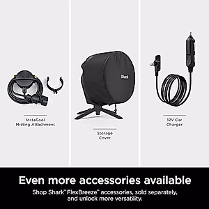 Shark FlexBreeze Indoor Fan for Home, Office & Bedroom, Corded & Cordless, Pedestal & Tabletop Oscillating Fan with Remote, Portable with InstaCool Misting Attachment for Outdoor Usage, FA222