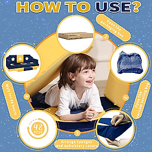 Erament 28PCS Modular Kids Play Couch - Universe Theme Toddler Couch Building Fort, Sofa Foam Couch Play Couch Set, Multifunctional Kids Sofa for Toddler to Teenagers, Playroom, Bedroom, Living Rooms