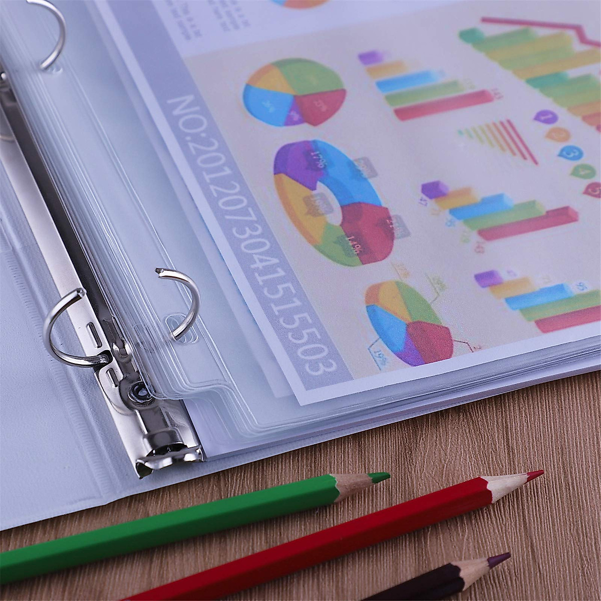 Antner 6 Pack Zippered Binder Pockets Letter Size 3 Holes Binder Pouches, Multicolor Zippers Folders Loose Leaf Document Filing Bags for 3 Ring Binders