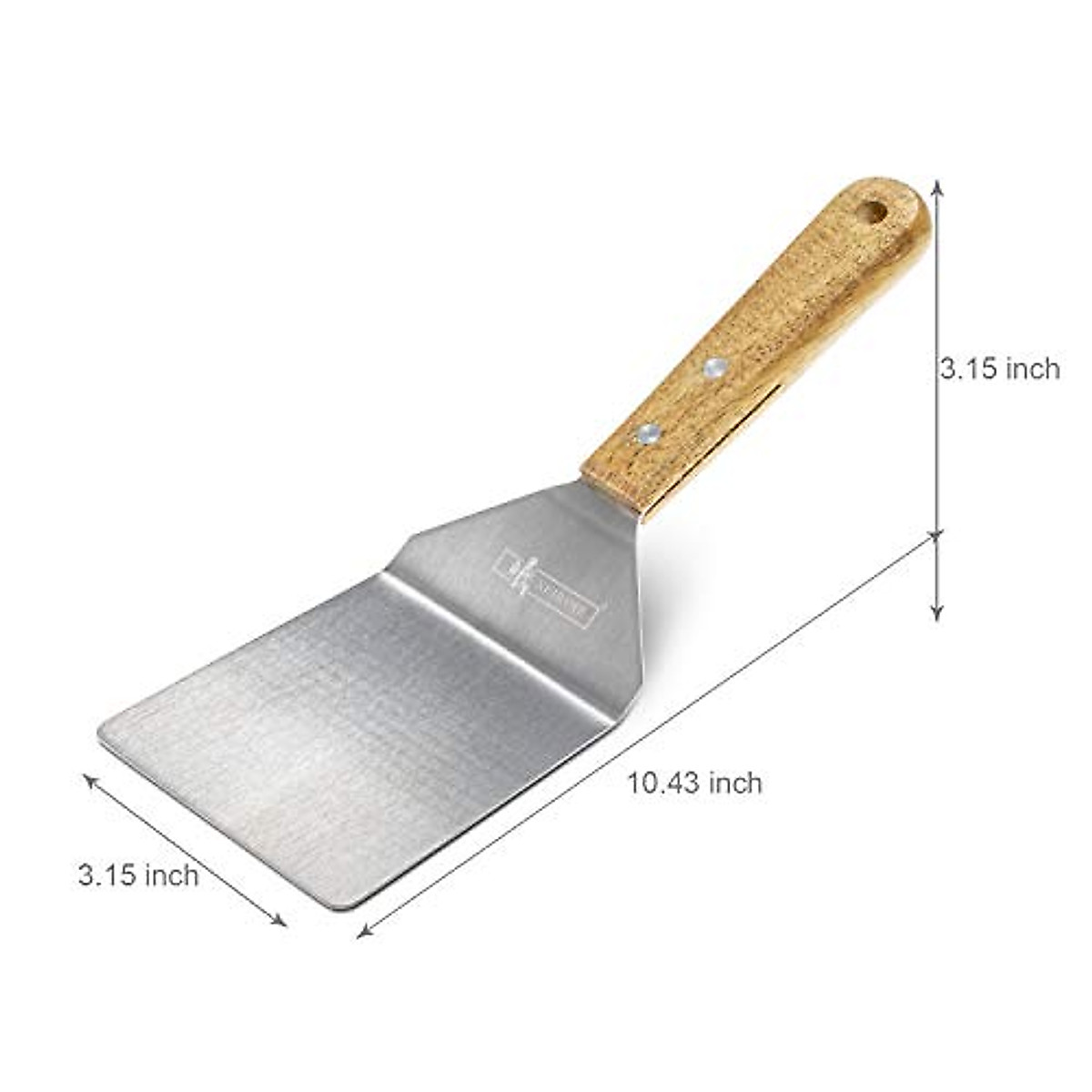 Barbecue Turners with Acacia Wood Handle, Professional Stainless Steel 4-Piece BBQ Grilling Cooking Spatula Set