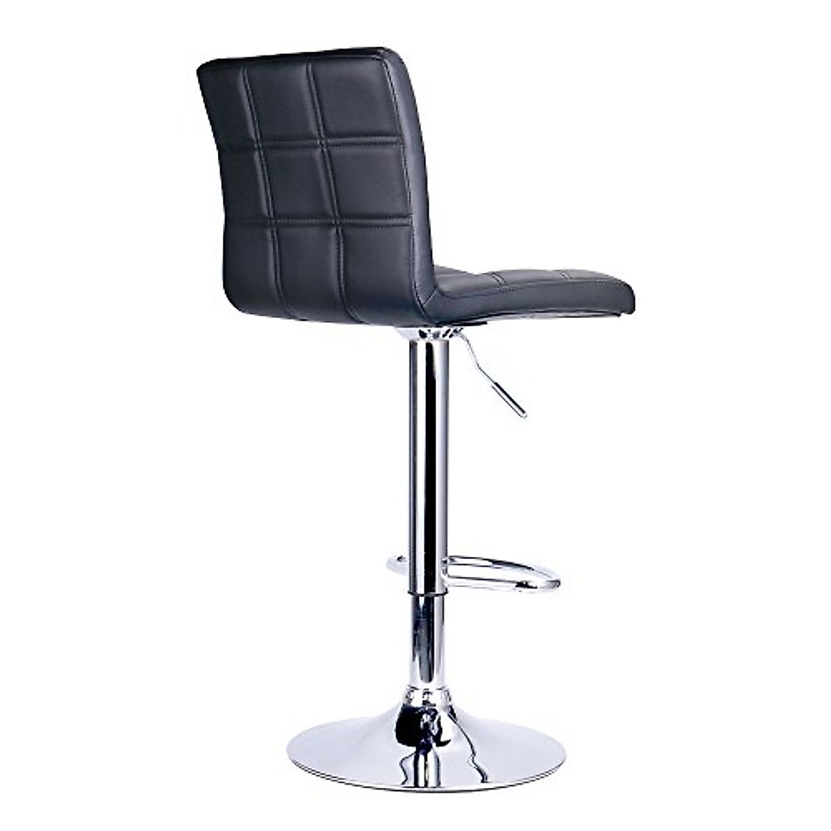 Leopard Modern Square PU Leather Adjustable Bar Stools with Back, Set of 2, Counter Height Swivel Stool, Barstools for Kitchen Counter (Black)