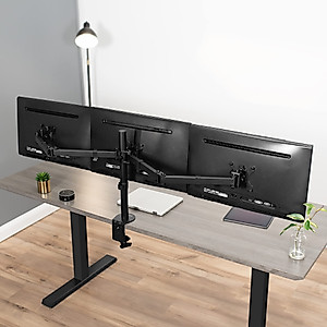 VIVO Triple Monitor Adjustable Desk Mount, Articulating Tri Stand, Holds 3 Screens up to 24 inches, Black, STAND-V003Y