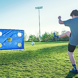 ZELUS Soccer Goal 8 x 5.6 ft, 2 in 1 Powder Coated Soccer Goal Frame with All Weather Net & Detachable Target Goal Net for improving Skills