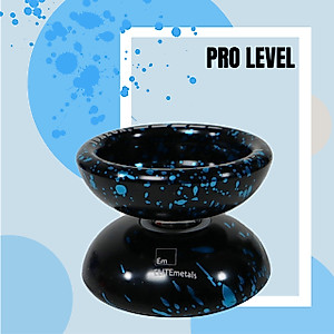 Yomega Dash Yoyo - Pro Aluminum Metal Unresponsive Yoyo with C Size Ball Bearing for Advanced yo yo Tricks + Extra 5 Strings + Glove + Bag + Die & 3 Month Warranty (Black Blue)