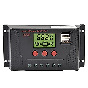 Walfront 40A PWM Solar Charge Controller LCD Auto Solar Power Panel Regulator MPPT Dual USB Port for Photovoltaic Module System 12V/24V, Controller