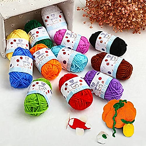 LEMESO 12 Skeins Mini Yarn, 12 Colors 100% Acrylic Mini Knitting Yarn, Great for Knitting Crochet Crafts
