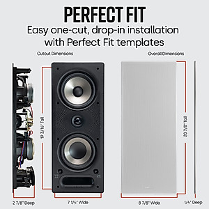 Polk Audio 265-RT 3-Way in-Wall Speakers - The Vanishing Series | 2 Speakers | Easily Fits in Ceiling/Wall | Use in Front, Rear or as Surrounds | White, Paintable Grille