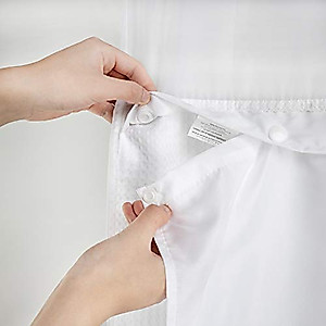 No Hooks Required Waffle Weave Shower Curtain with Snap in Liner - 71W x 74H,Hotel Grade,Spa Like Bath Curtain,White