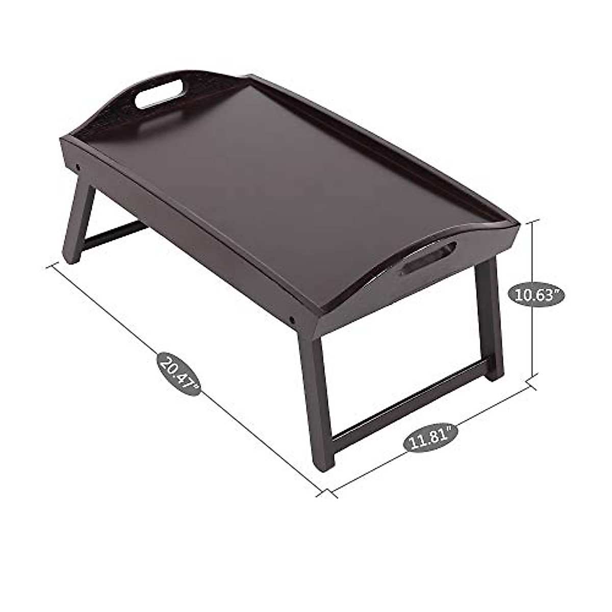 MengK Convenient and Stylish Foldable Curved Breakfast Tray in Brown - Enjoy Breakfast in Bed or Work from Anywhere with This Portable Tray