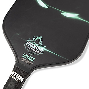 Phantom SAVAGE 13mm Carbon Fiber Wide Body Pickleball Paddles - Max Grit and Spin - USAPA Approved – Pickleball Rackets - Pickle-Ball Equipment with Polypropylene Core – Lightweight (Green)