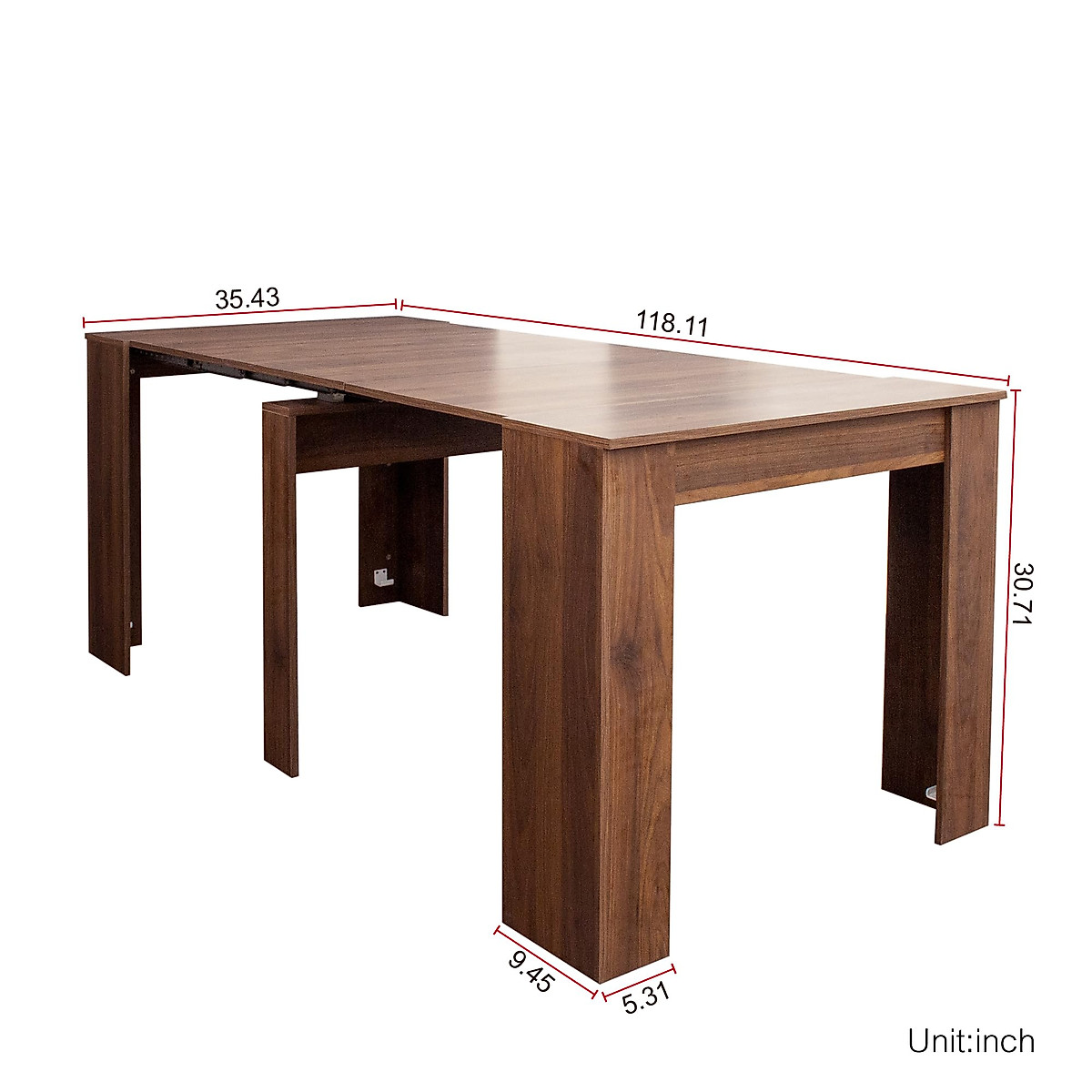 Mcltopz Expandable Dining Table, 20"-118.5" Kitchen Dining Room Table for 8-12, Multifunctional Extendable Kitchen Dinner Table, Long Large Rectangular MDF Wooden Kitchen Table Console Table (Walnut)