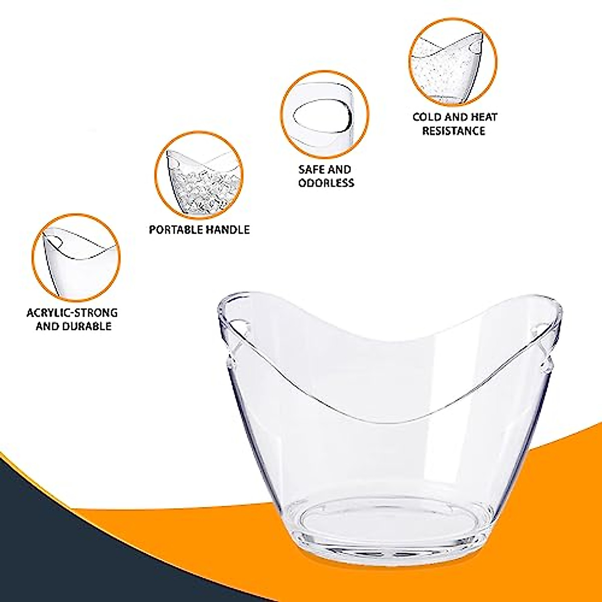 2 Pack 3.5 Liter Acrylic Large Serving Salad Bowl Set with Tong Easy To Carry Handles Design - Snack Bowl Set For Serving Salad, Popcorns, Hosting, Picnics, Parties with Tongs (Pack of 2)