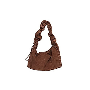 Ulisty Women Small Corduroy Underarm Bag Drawstring Shoulder Bag Casual Handbag Hobo Bag coffee