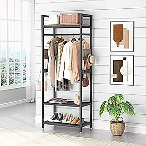Tribesigns Small Heavy Duty Clothes Rack with Shelf and Hanging Rod, Freestanding Closet Organizer, Industrial Hall Tree Garments Rack for Small Space,Bedroom,27'' W X69'' H, Max Load 300LBS