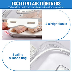 Bacon Container for Refrigerator, Airtight Thick Plastic Deli Meat Keeper with Lids for Fridge, Kitchen Cold Cuts Food Storage Organizer, Bacon Holder Cheese Saver with Serving Tongs and Drain Plate