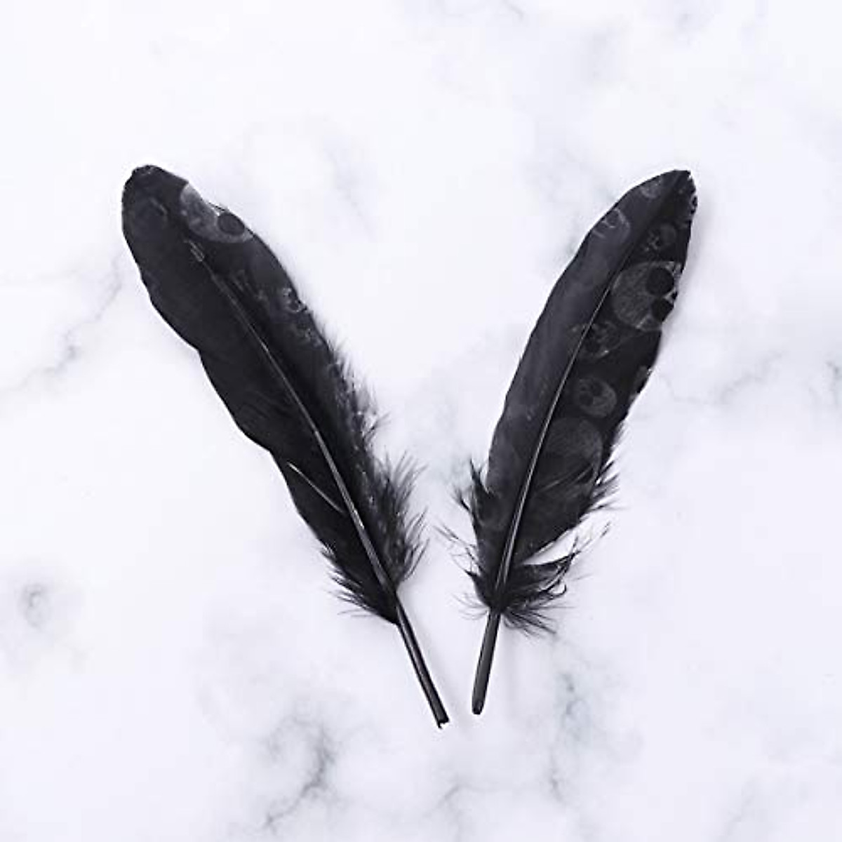 Halloween Skulls Pattern Swan 20 Pcs Saddle Hackle Rooster Halloween Hackle Rooster Goose Natural for Toy DIY Craft Home Decoration Headgears