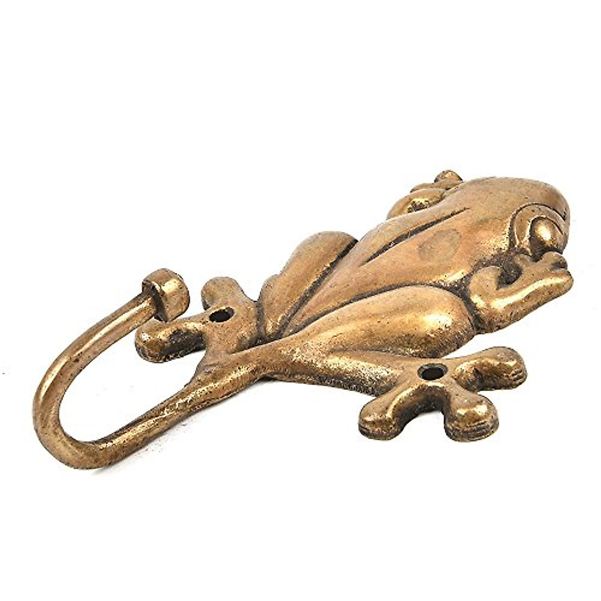 IndianShelf 2 Pack Hook | Wall Mount Hook | Gold Mudroom Coat Hooks | Brass Cabinets Hooks | Frog Wall Key Hook [15.24 Cm]