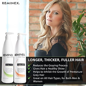 Reminex Anti Grey Hair Shampoo And Conditioner - Color Restore Set To Prevent Gray Hairs and Overall Aging of Hair - Hydrates and Promotes Hair Growth - 1 Pack