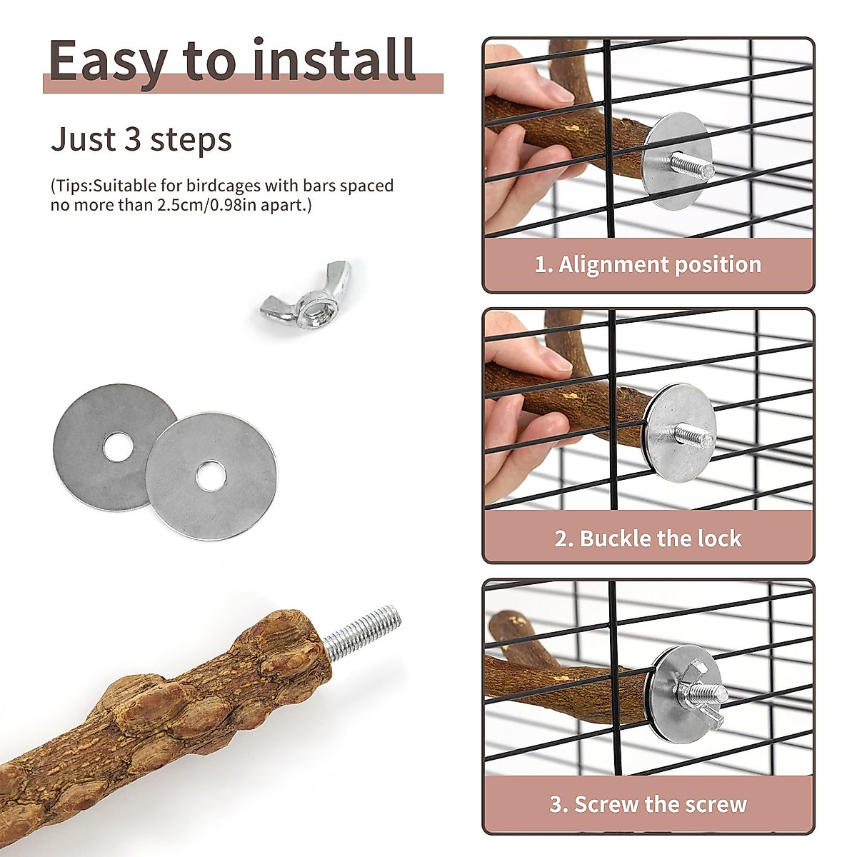 HPAWHOMEPART Bird Perches, 6pcs Natural Wood Birds Stand Branch, Bird Perch Chewing Stick Cage Accessories Parrot Climbing Standing Branches Paw Grinding Fork Sets for Parakeet Lovebirds Cockatiels