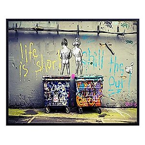 Funny Motivational Banksy Street Art Mural 8x10 Picture - Urban Graffiti Photo Wall Decor, Decoration for Home, Office, Apartment, Bathroom, Dorm - Gift for Men, Boys, Teens - Modern Poster Print
