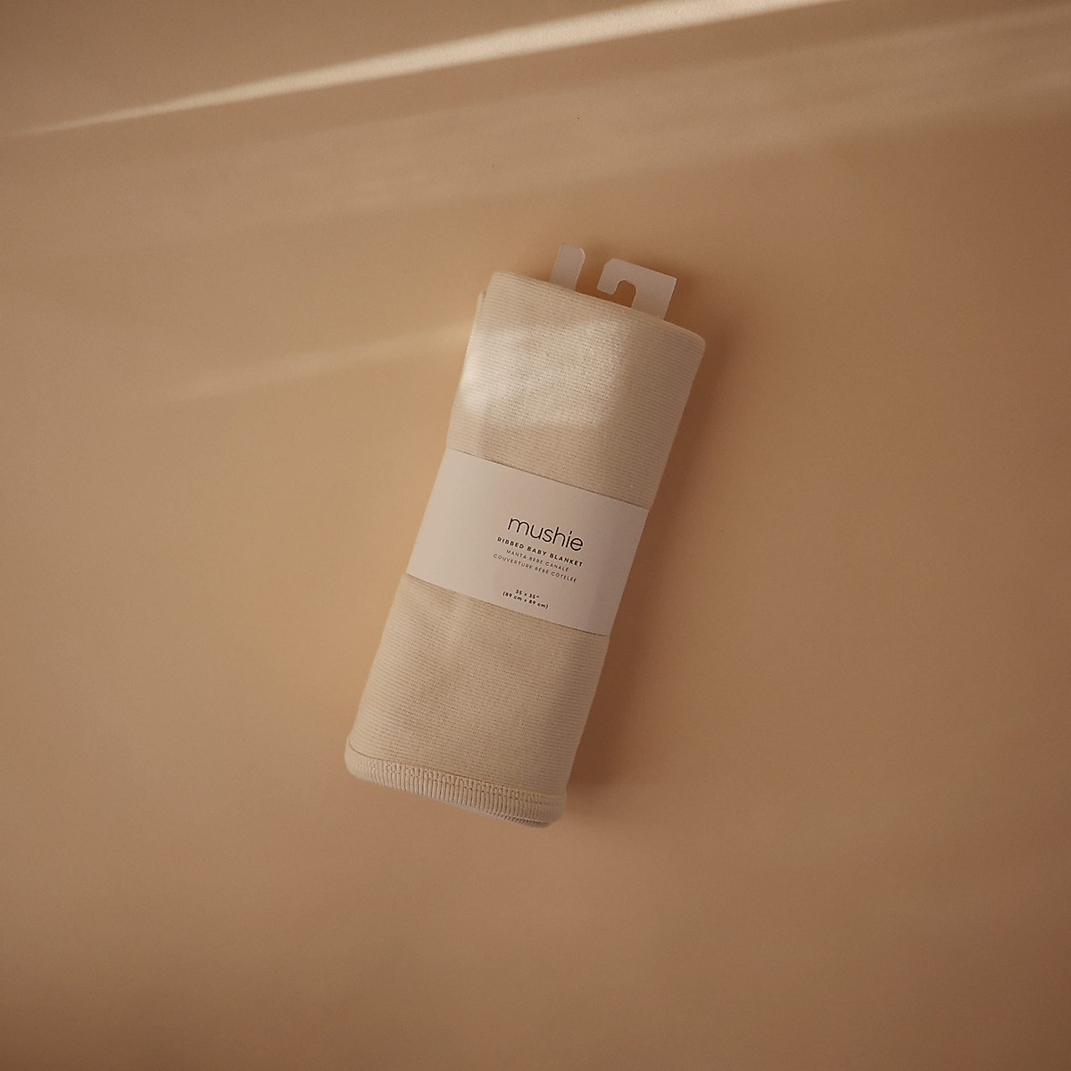 mushie Extra Soft Baby Blanket | Organic Cotton Ribbed Receiving Blanket, Swaddle, Stroller | 35x35 Inch (Ivory)