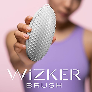 WIZKER Exfoliating Brush: Ingrown Hair Prevention, Razor Bump Treatment | Original Extra-Strength Bristle Exfoliator for Face, Body, Leg, Bikini | Shaving and Waxing Solution | Bath Shower Waterproof