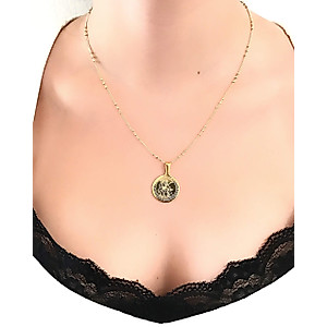 LESLIE BOULES Saint Michael Archangel Necklace 18 Inches Stainless Steel 18K Gold Plated Pendant