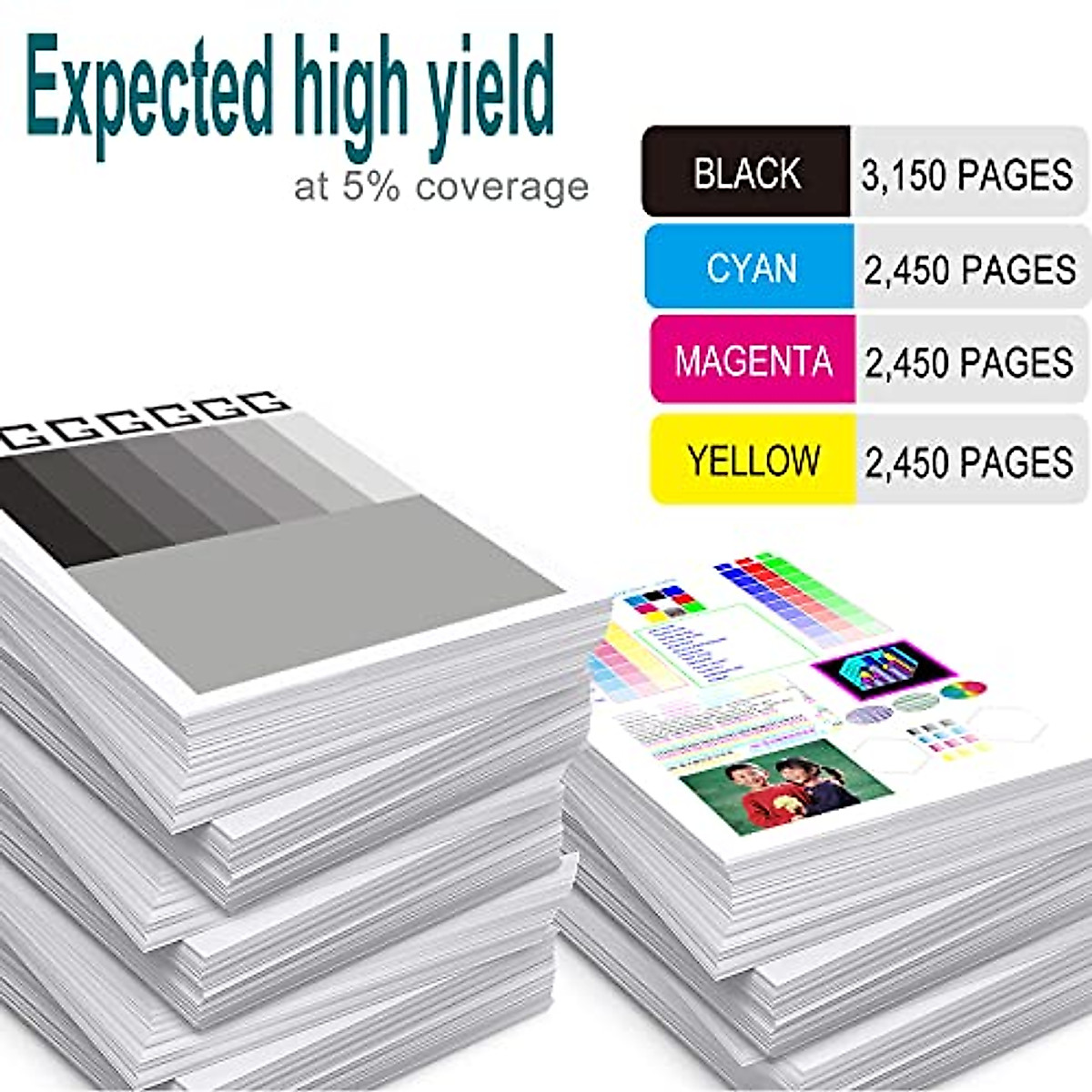206X Toner Cartridges 4 Pack High Yield 206A for HP Color Laserjet Pro MFP M283fdw, MFP M283cdw,Color Laserjet Pro M255dw, Color Pro M255, Color Pro MFP M282, M283 Printers Ink