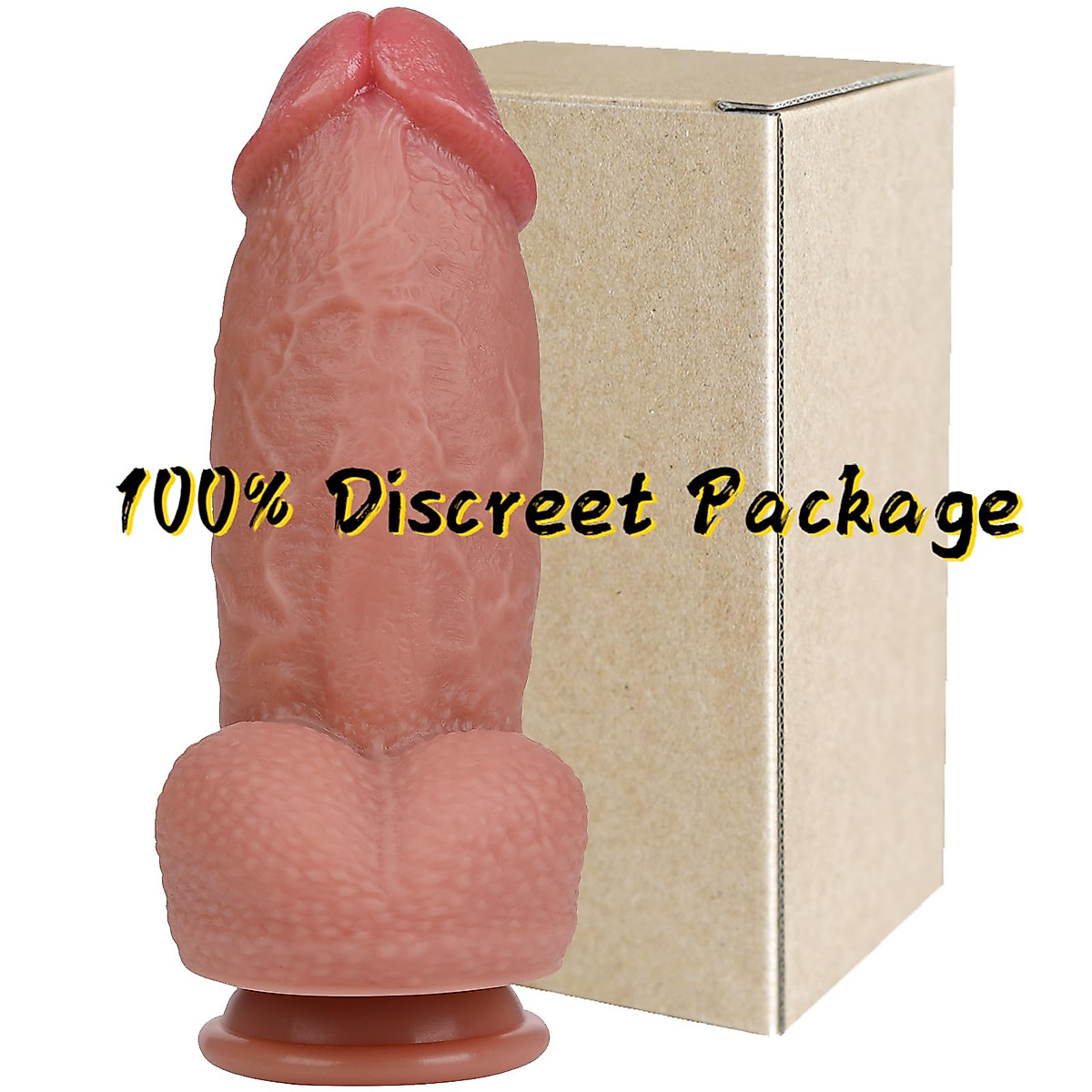 Realistic Dildo Double Layer 2.5 Inch Diameter Silicone Material No Any Smell Huge Penis Big Dick Cock Dong Strong Suction Cup 2 Balls G-spot Adult Sex Toys (8.3 Inch)