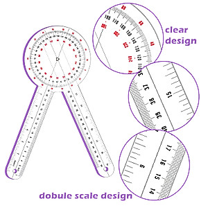 12 Inch Goniometer Transparent Orthopedic Angle Ruler Plastic Goniometer 360 Degree for Body Measuring Tape Goniometer Protractor Ruler (1)