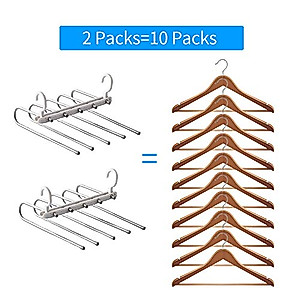 Magic Pant Hanger Multi Functional Non-Slip Pants Rack 5 Layers Space Saving Closet Storage Organizer for Jeans Trousers Pants Scarf Skirts 1 Pack (Grey)