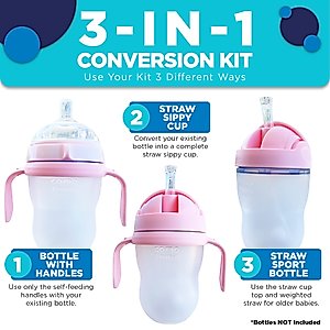Botabee 3-in-1 Weighted Straw Sippy Cup Conversion Kit for Comotomo Bottles | Versatile, Leak-Proof - Easy-to-Use Sippy Cup Solution for Babies and Toddlers | Compatible with Comotomo 5oz & 8oz Bottle