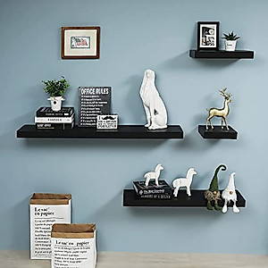 WELLAND 48 inch Black Miassion Floating Shelves for Wall, Bathroom Wall Mount Shelves, Wood Modern Display Shelves, Book Shelves,for Bedroom,Living Room and Kitchen
