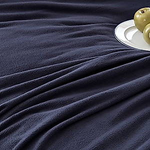 Martex Fleece Blanket Twin Size - Fleece Bed Blanket - All Season Warm Lightweight Super Soft Anti Static Throw Blanket - Navy Blanket - Hotel Quality- Blanket For Couch (66x90 Inches, Navy)
