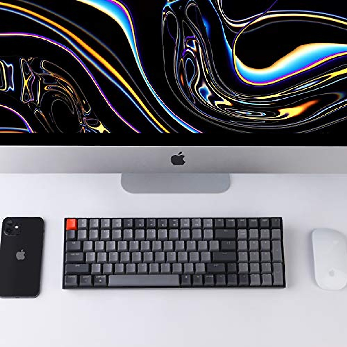 Keychron K4 96% Layout 100 Keys Wireless Bluetooth 5.1/Wired USB Mechanical Gaming Keyboard with Gateron G Pro Blue Switch RGB Backlight N-Key Rollover for Mac Windows PC-Version 2