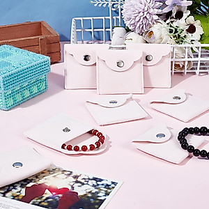 NBEADS 20 Pcs Velvet Jewelry Pouches with Snap Button, Misty Rose Velvet Jewelry Storage Bags Luxury Gift Bag for Candy Gift and Jewelry Necklace Bracelet Packing, 2.28"×2.32