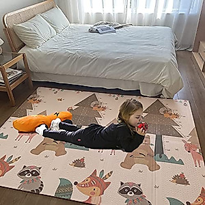 Baby Play Mat Palymat Foldable 78" X 59" X 0.4" LXIAOY Extra Large Crawling Pad Non-Toxic Foldable Waterproof Portable for Outdoor and Travel for Infants, Babies, Toddlers,(59x78x0.4inch)